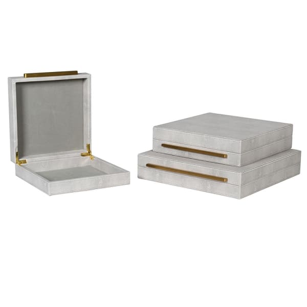 Set of 3 Ivory Faux Shagreen Boxes – Tides Home And Garden