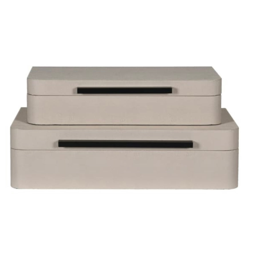 Set of 2 Cream Boxes with Black Handles – Tides Home
