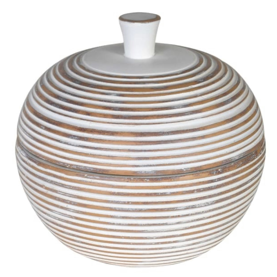 White Washed Ribbed Lidded Jar – Tides Home
